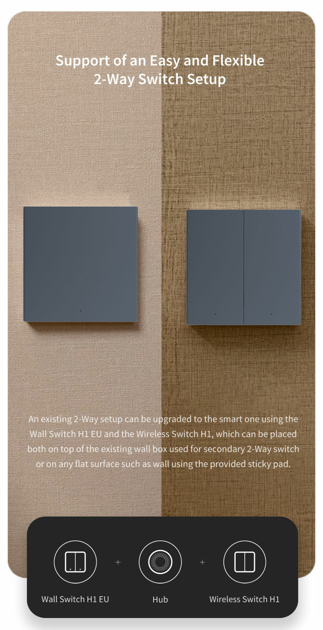 Smart Wall Switch H1 EU(No Neutral）- Grey - Aqara