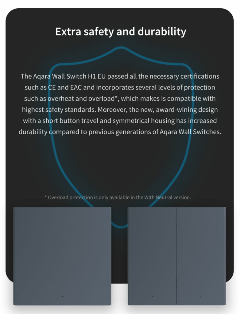 Smart Wall Switch H1 EU（With Neutral）- Grey - Aqara
