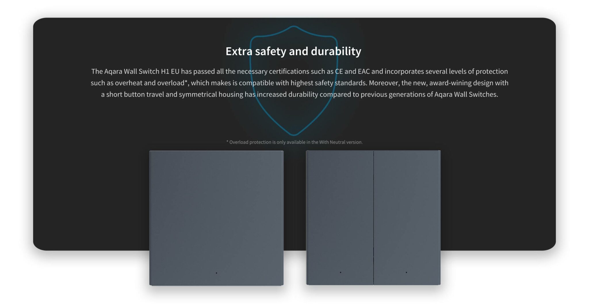 Smart Wall Switch H1 EU（With Neutral）- Grey - Aqara